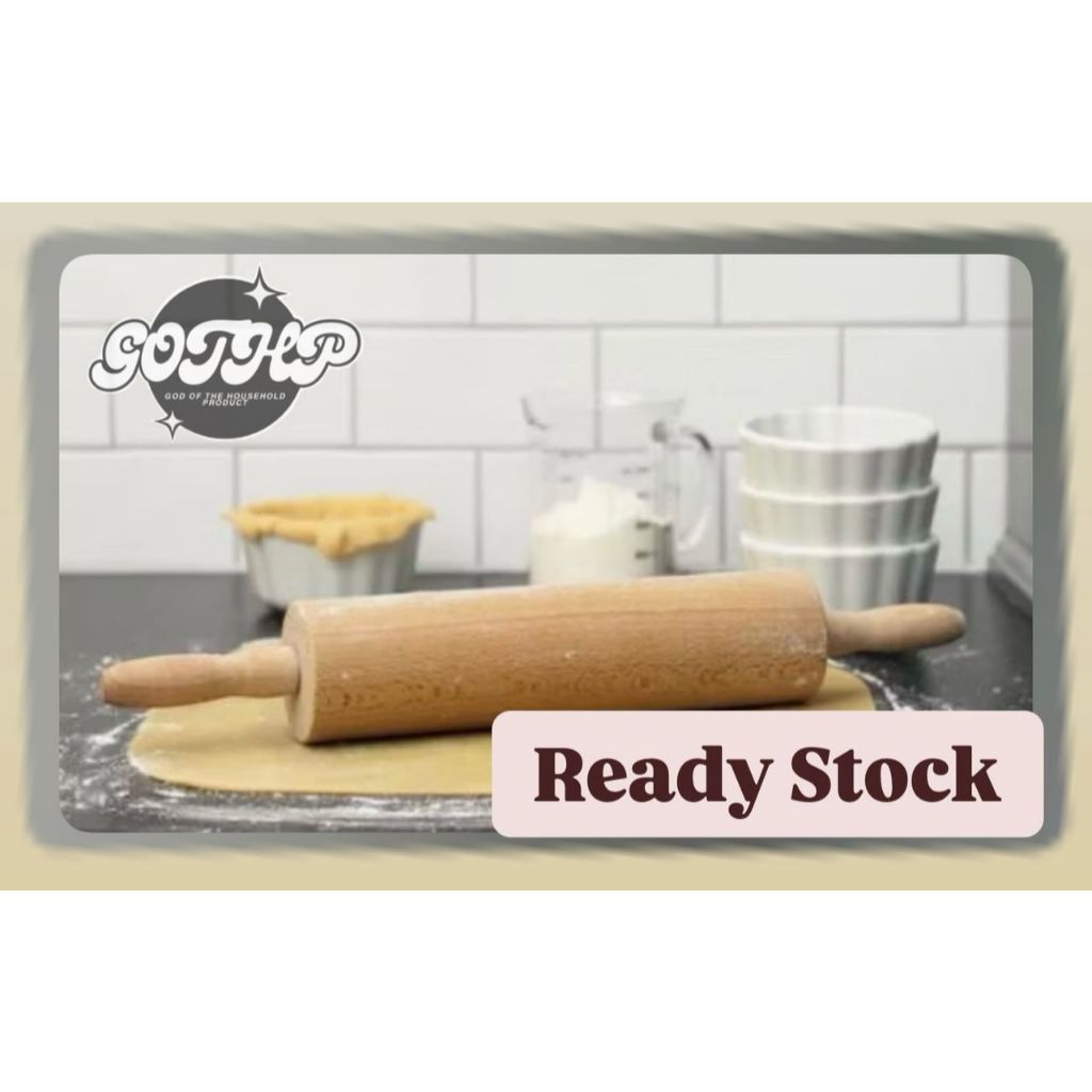 Wooden Rolling Pin (Length 42cm) Movable Stick Long | Rolling pin ...
