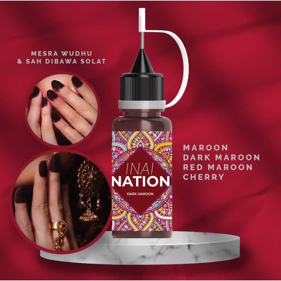 Inai Nation Red Dark Cherry Maroon Inai Mesra Wuduk Serap Air Sah Solat ...