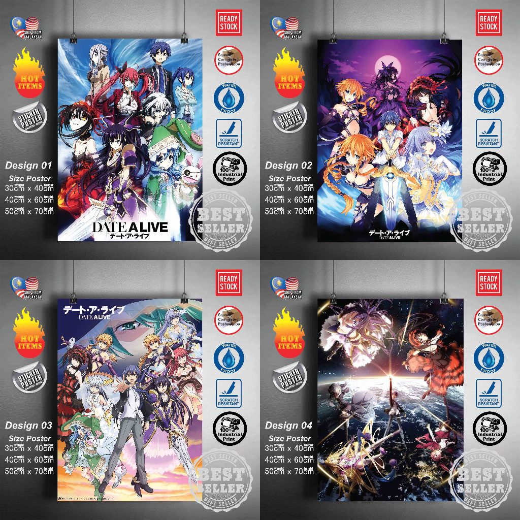 【READY STOCK】Date A Live Poster | Kurumi Tokisaki | Shido | Tohka ...