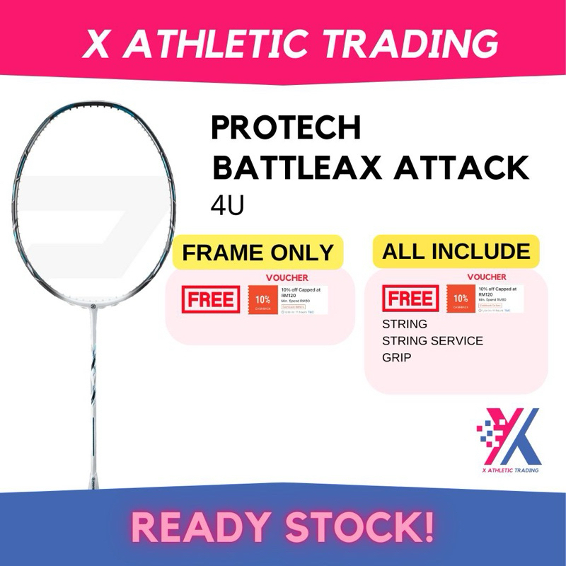 PROTECH BATTLEAX 40T ATTACK BADMINTON RACKET ARC11 Frame | Shopee Malaysia