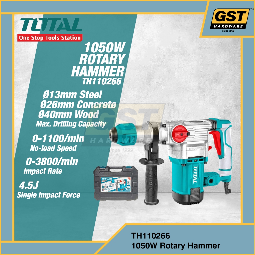 Total Rotary Hammer Drill Hacker 26 / 32 / 36mm Impact Drill Chisel 3 ...