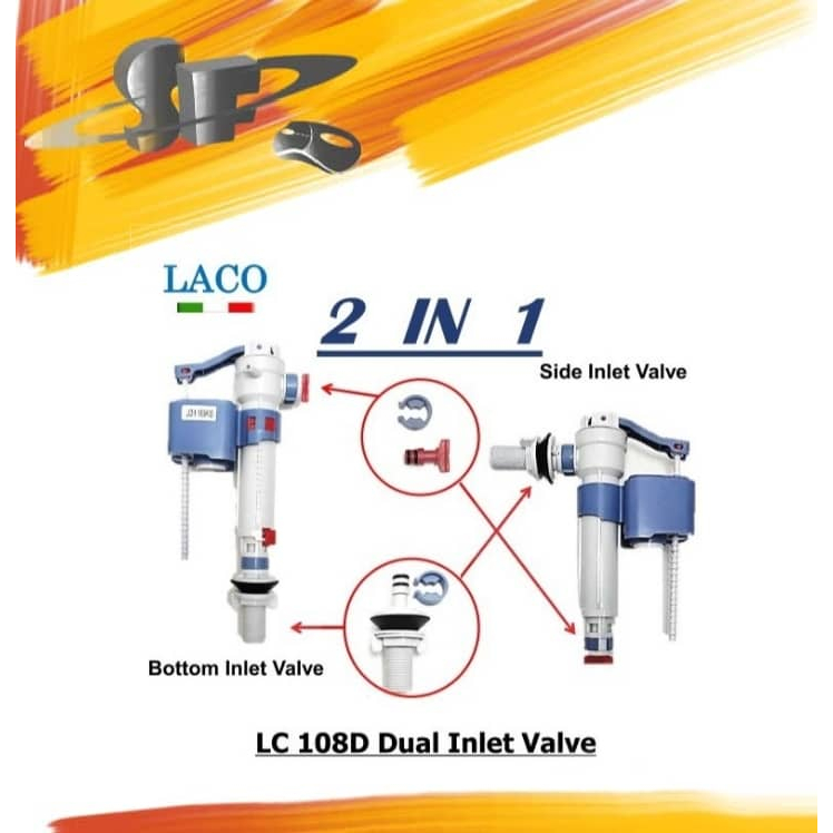 2 Way Inlet Valve For Toilet Cistern (SIDE & BOTTOM) LC108D | Shopee ...