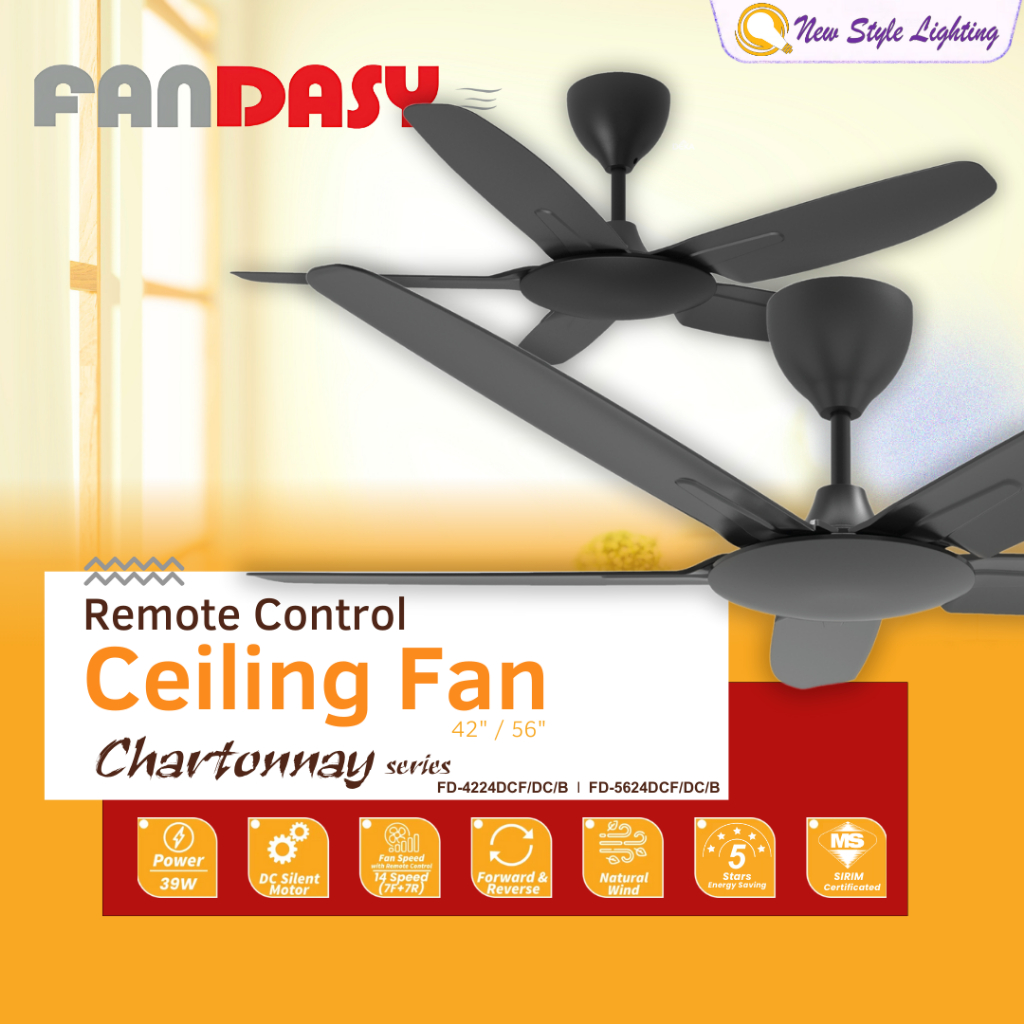 FANDASY Chartonnay FD-5624 FD-4224 42" 56" 5 Blade SIRIM DC Motor ...