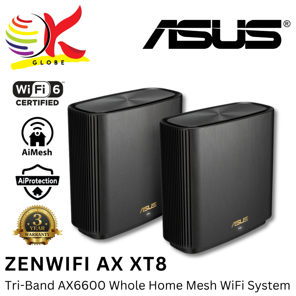 ASUS ZENWIFI AX XT8 AX6600 GIGABIT WIFI 6 WHOLE HOME TRI-BAND WIFI 6 ...