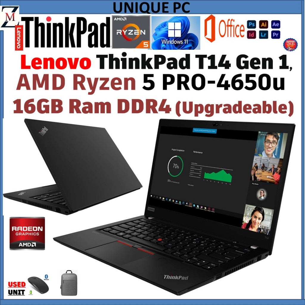Lenovo ThinkPad T14 (GEN 1) L14 (GEN 1) AMD RYZEN 5 PRO 16GB RAM/512GB ...