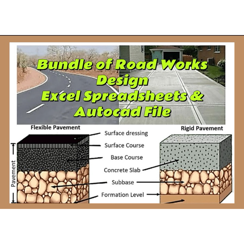 Bundle of Road Works Design Excel Spreadsheets & Autocad File | Shopee ...