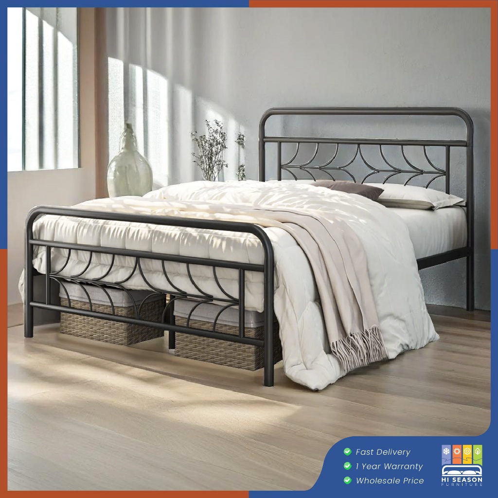 HI SEASON Metal Queen Bed Frame/Queen Bed Katil Besi/Heavy Duty Sturdy ...