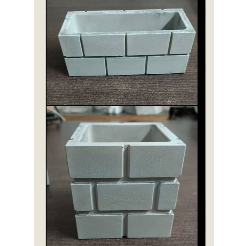 Handmade Grey cement Brick Style Pot/Planter | Shopee Malaysia