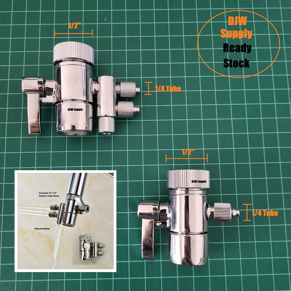2 Way Water Diverter Valve 2 Way Faucet Adapter Tap Countertop Filter ...