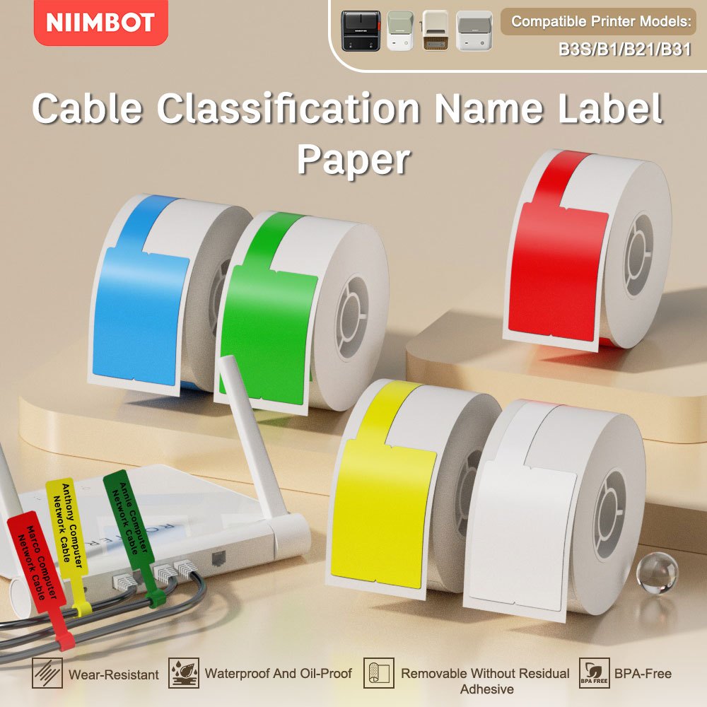 NIIMBOT B21/B3S/B1 Wire and Cable Label Paper Communication Network ...