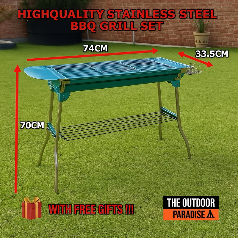 Portable Retractable Stainless Steel BBQ Grill Set | Shopee Malaysia