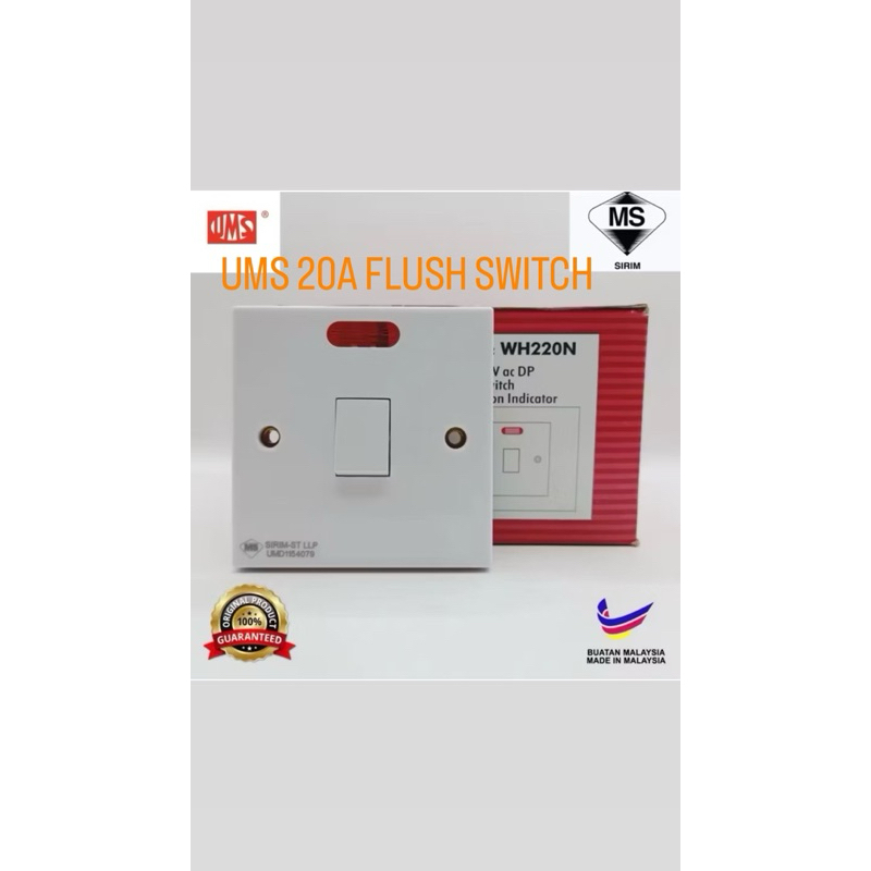 UMS 20A WATER HEATER FLUSH SWITCH WITH NEON INDICATOR (UMS-WH220N) | Shopee Malaysia