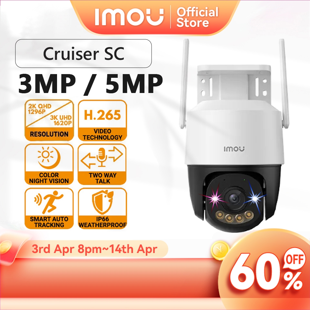 IMOU Cruiser SC 3MP/5MP 2K/3K Pan/Tilt Outdoor IP66 Color Night Vision ...