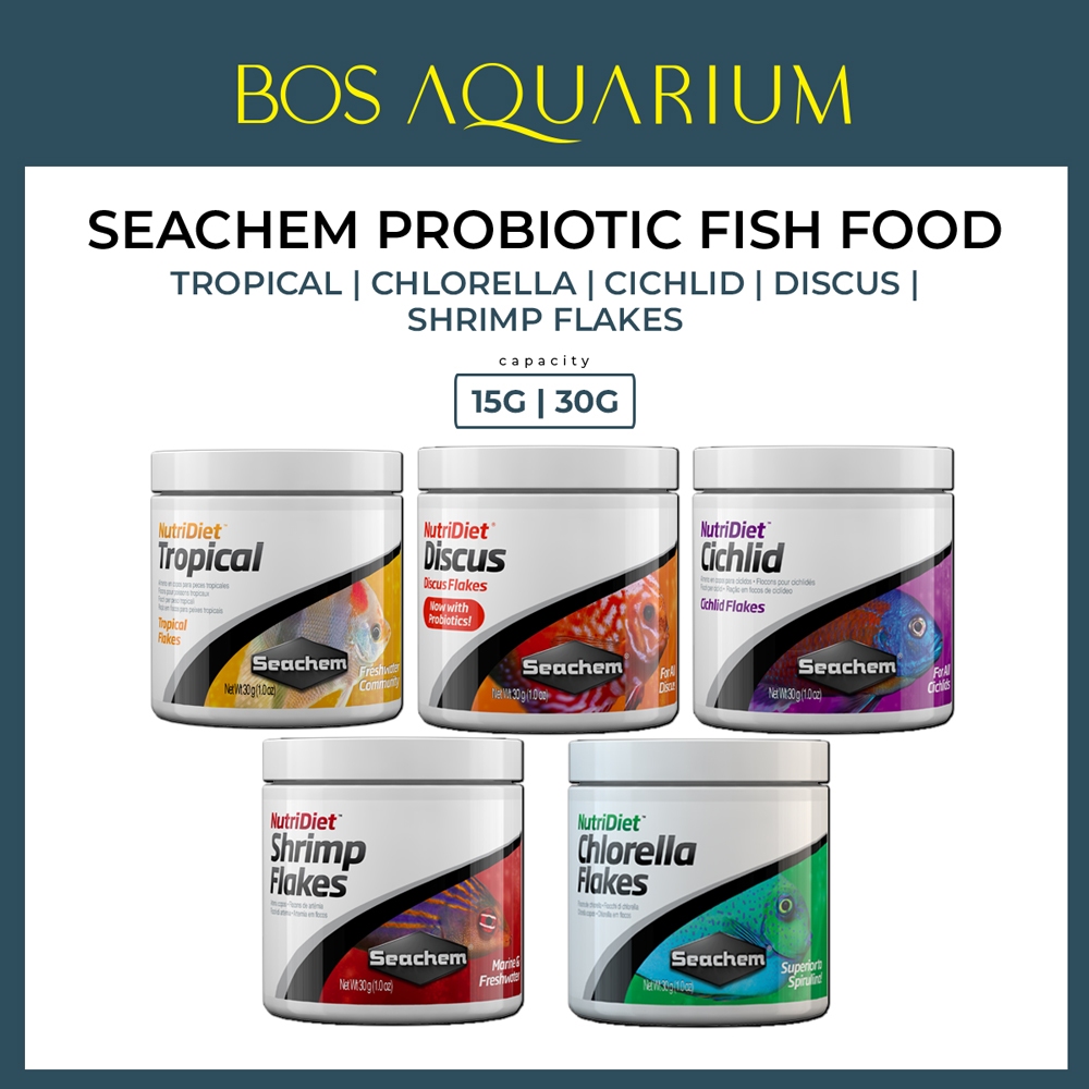 SEACHEM PROBIOTICS FISH FOOD (TROPICAL, CHLORELLA, CICHLID, DISCUS ...