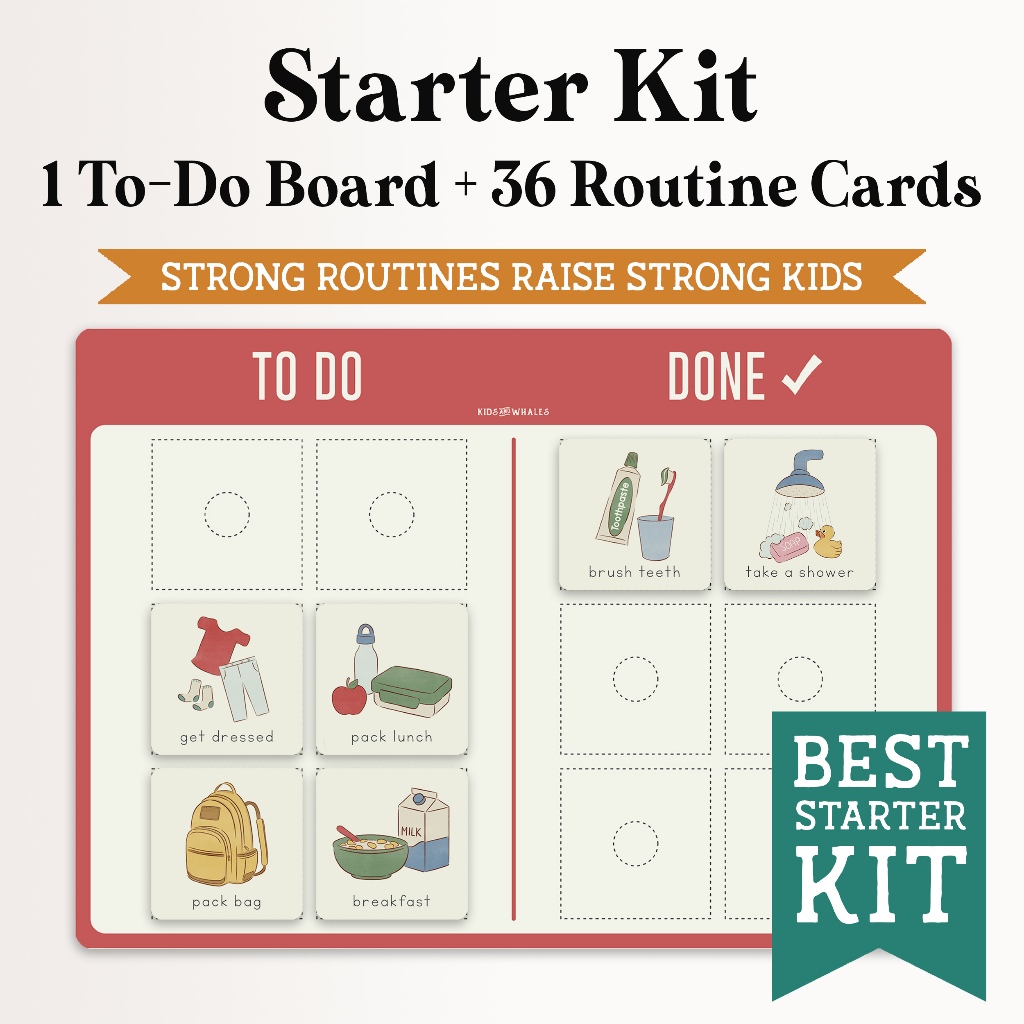 KidsandWhales – Essential Routine Pack + To-Do Visual Board for Kids ...