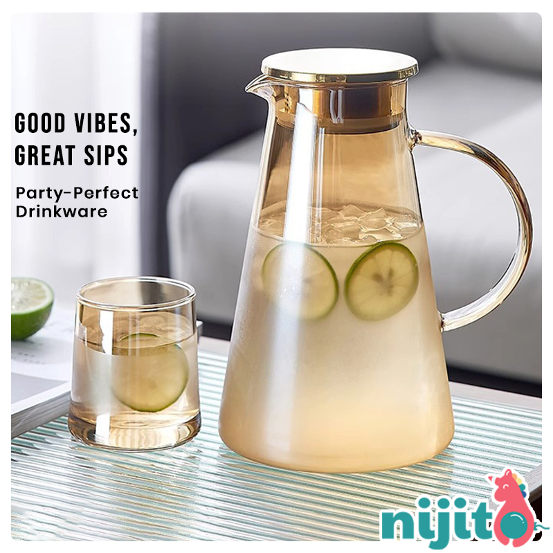 Nijito - Borosilicate Glass Teapot Hot Cold Water Kettle Jug Air Jug ...
