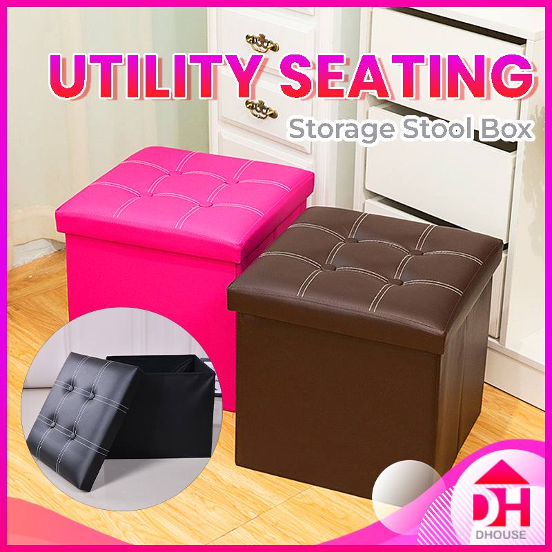 Foldable PU Leather 2 In1 Storage Stool Chair Folding Benchs Organizer ...