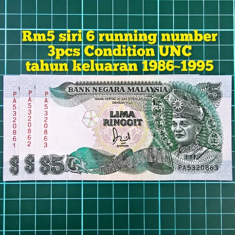 (A154) Rm5 siri 6 duit kertas lama duit syiling lama Rm5 lama duit lama ...