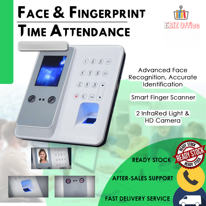 Heavy Duty Face Recognition Fingerprint Attendance Machine Face scan ...
