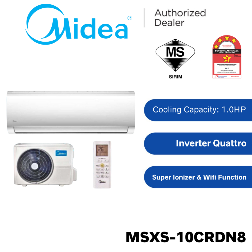 [FREE SHIPPING] Midea 1.0HP / 1.5HP R32 Inverter Xtreme Save Series Air Conditioner MSXS-10CRDN8 ...