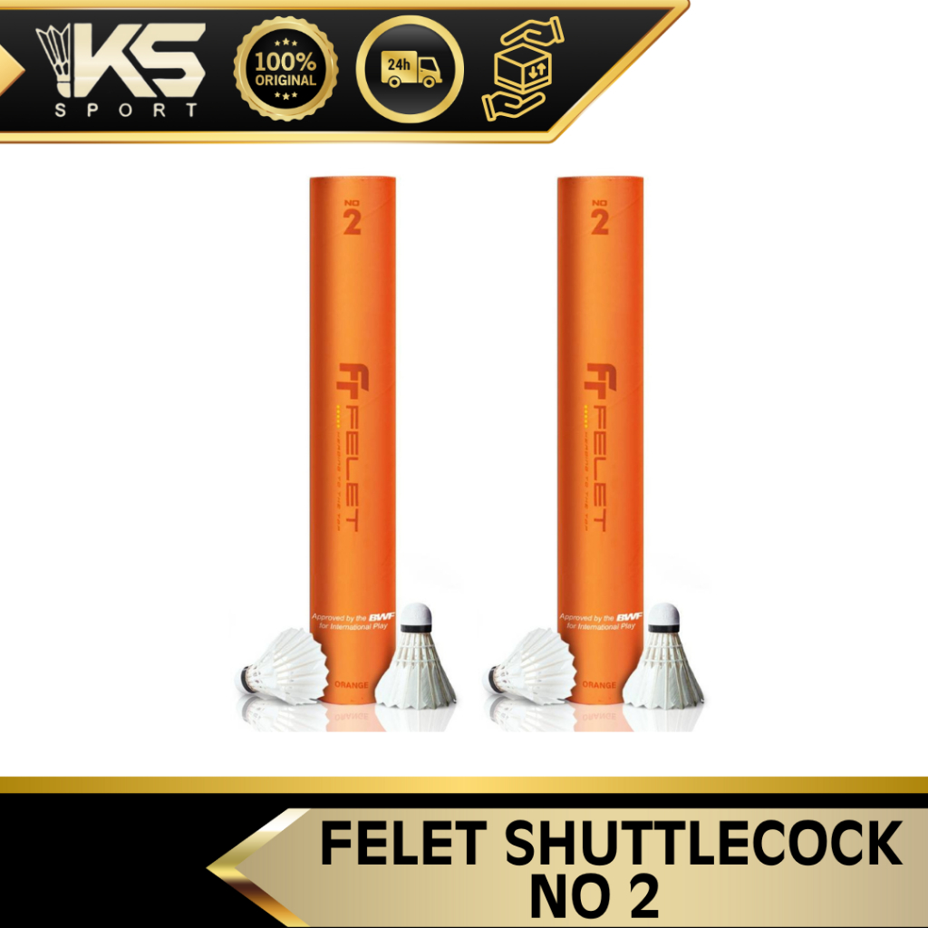 FELET Shuttlecock No.2 Orange Badminton 100% Original 77 Speed ...
