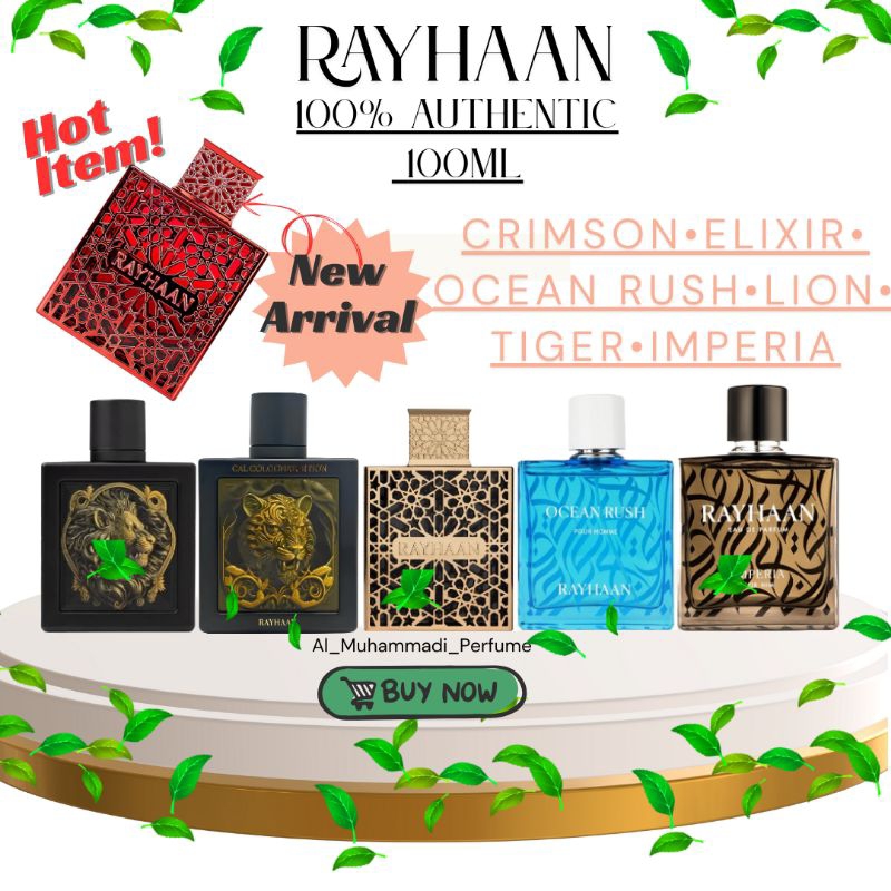 RAYHAAN Perfume Collection 100ML CRIMSON, LION, TIGER, ELIXIR, IMPERIA ...