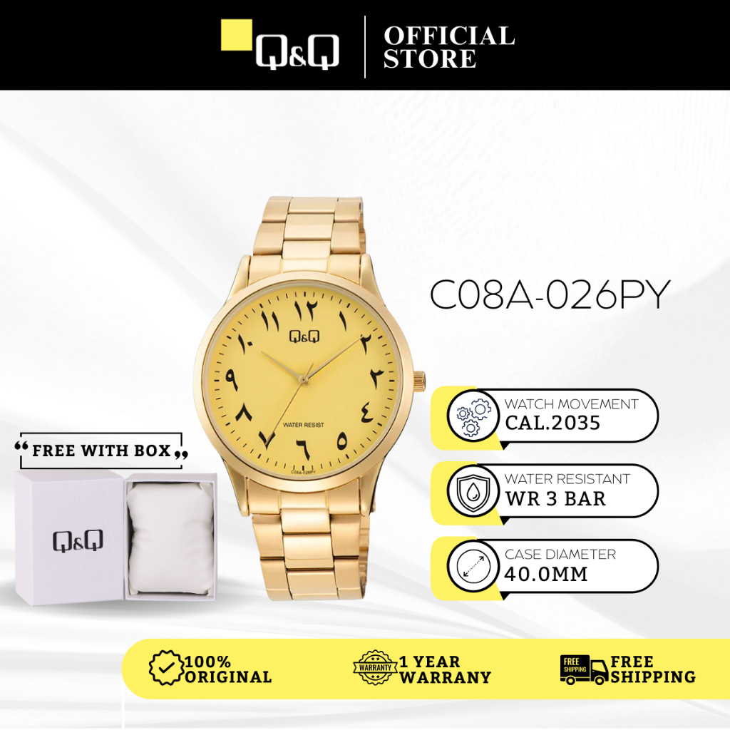 Q&Q Japan by Citizen Men's Stainless Steel Arabic Dial Watch C08A | Shopee Malaysia