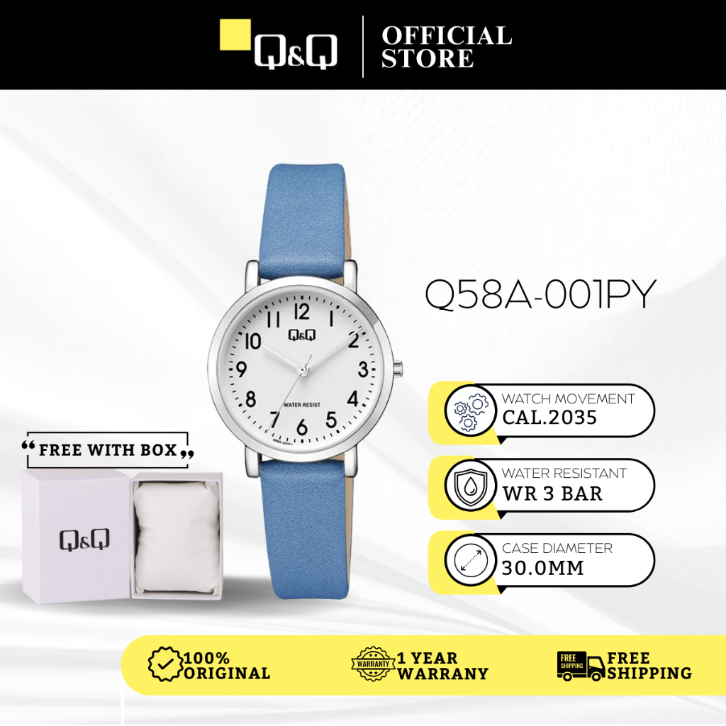 Q&Q Japan by Citizen Jam Tangan Wanita Ladies Leather Analogue Watch Q58A | Shopee Malaysia