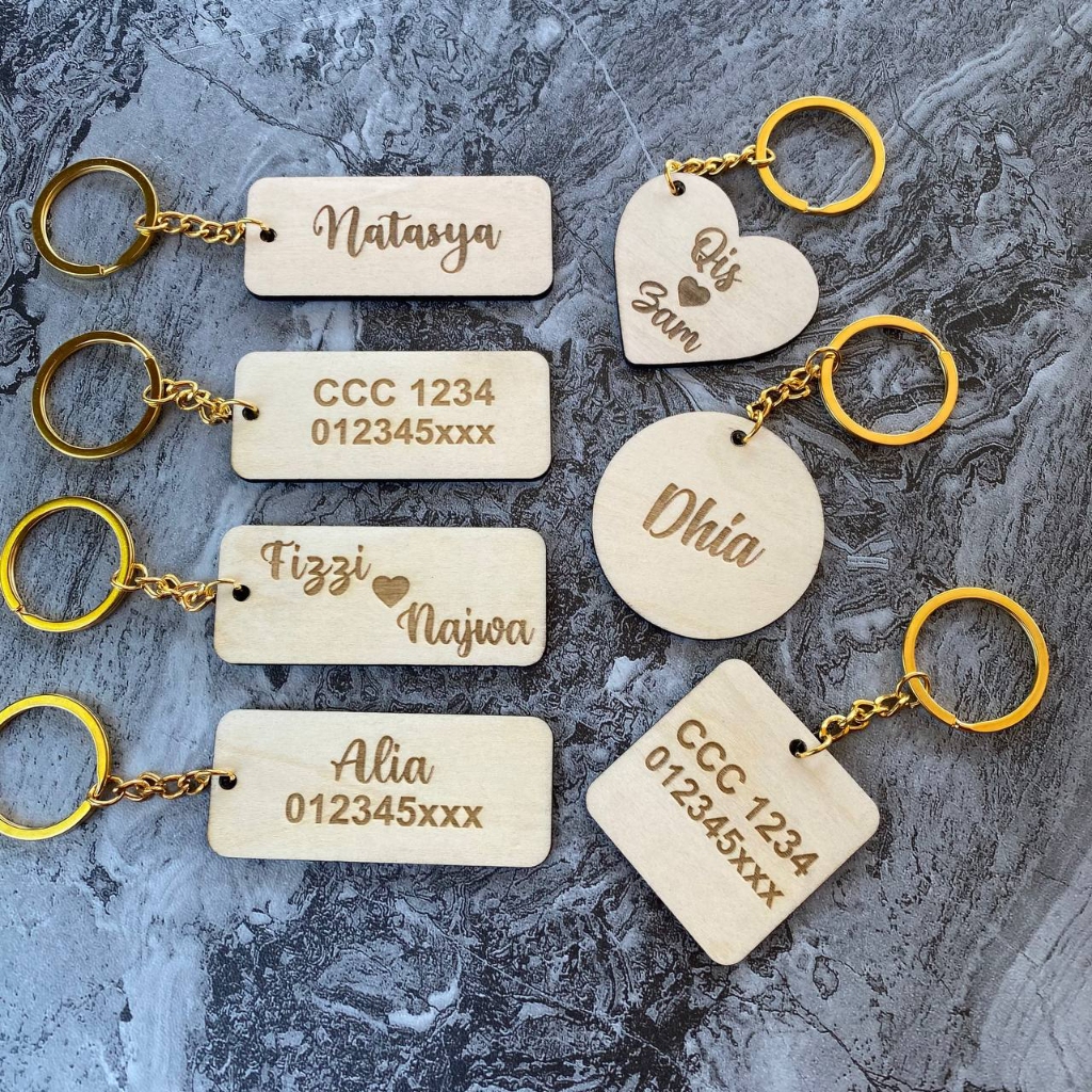 Keychain kayu l Engraving keychain l Keychain nama | Shopee Malaysia