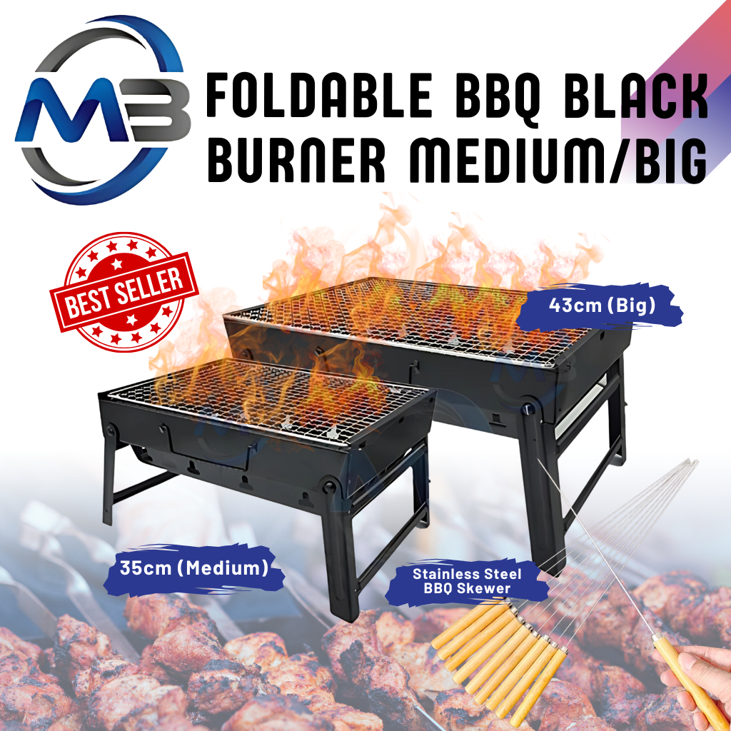35CM / 43CM Portable Foldable Outdoor BBQ Grill Barbecue Rack Fuel Charcoal Camping Picnic ...