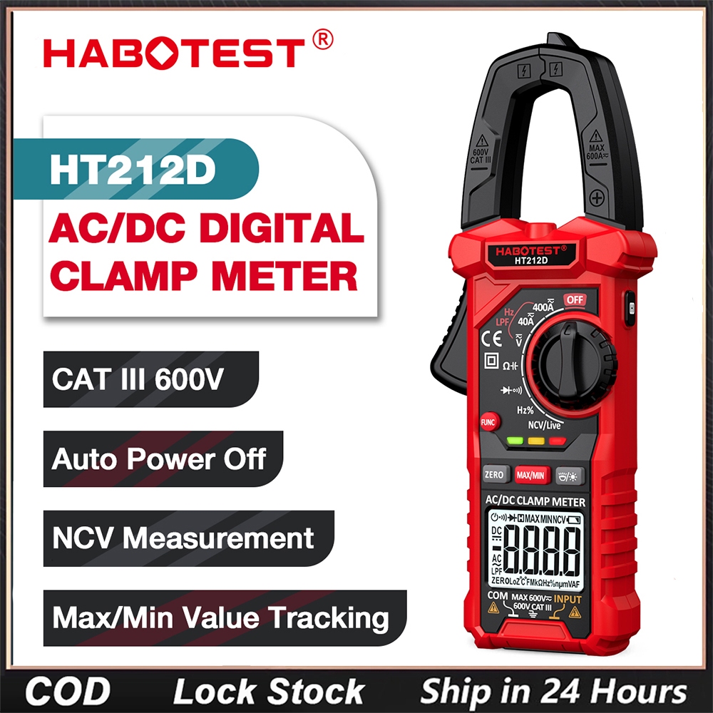 HABOTEST📢HT212D Digital Clamp Meter Multimeter 600V 400A DC AC Current ...