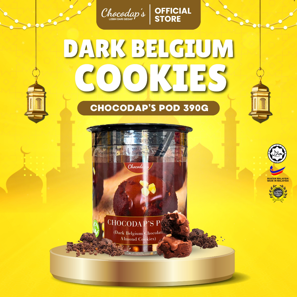 [HARGA LELONG] Premium Belgium Dark Chocolate Almond Cookies Biskut ...