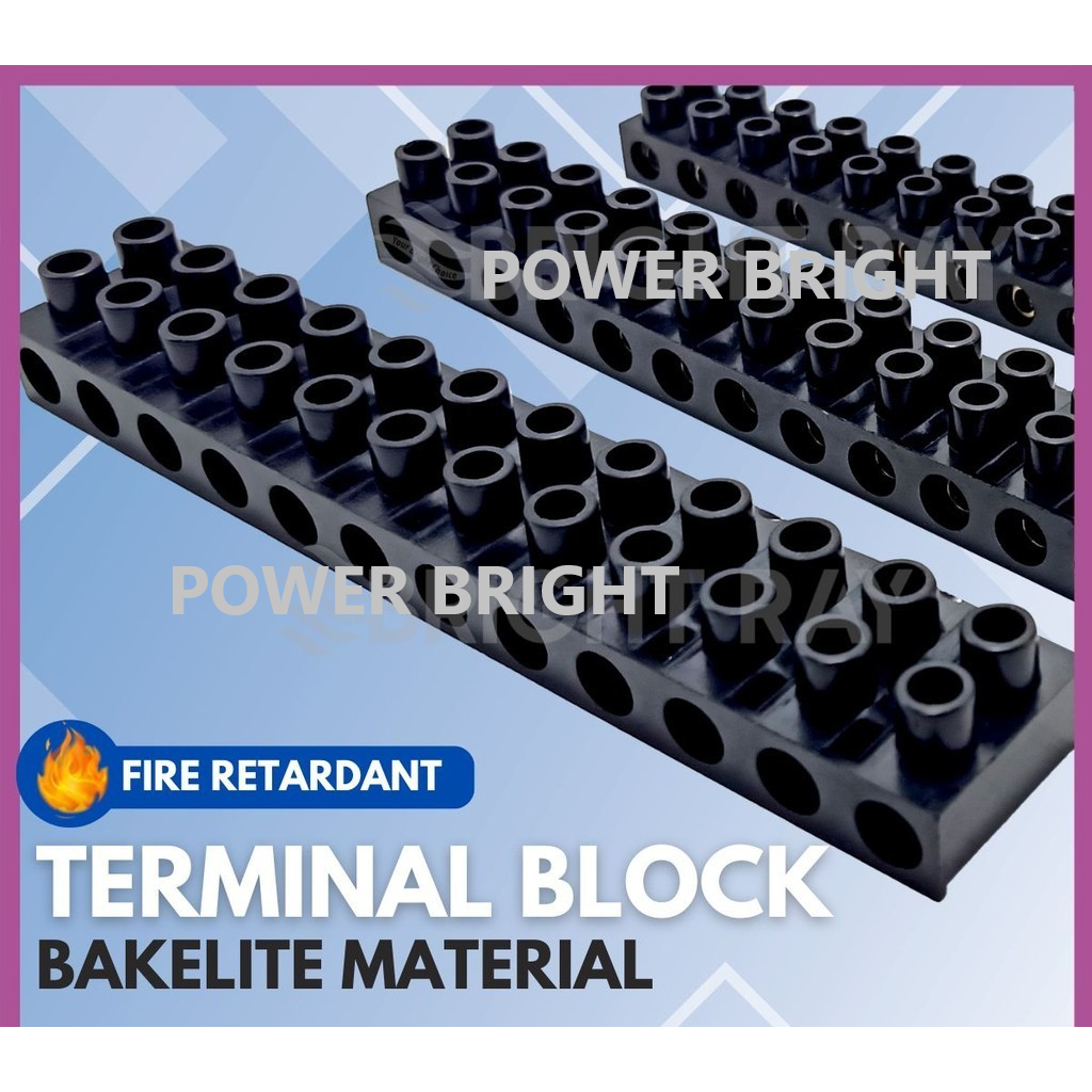 15A 12WAY BLACK BAKELITE CONNECTOR TERMINAL BLOCK FIRE RETARDANT ...