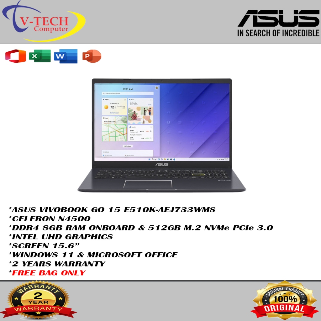 Asus Vivobook Go 15 E510K-AEJ733WMS | Shopee Malaysia