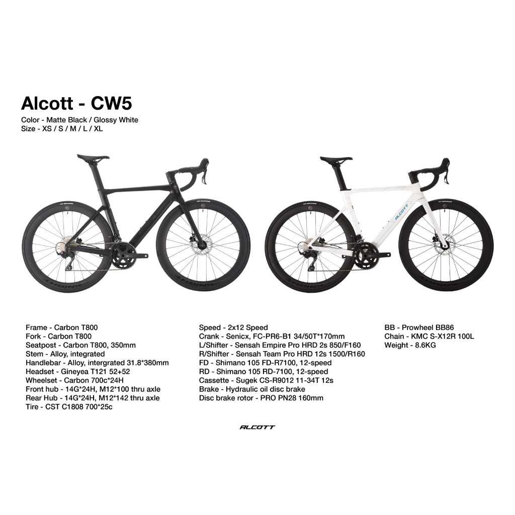 ALCOTT CW5 CARBON ROAD BIKE COME WITH WARRANTY & FREE GIFT | Shopee ...