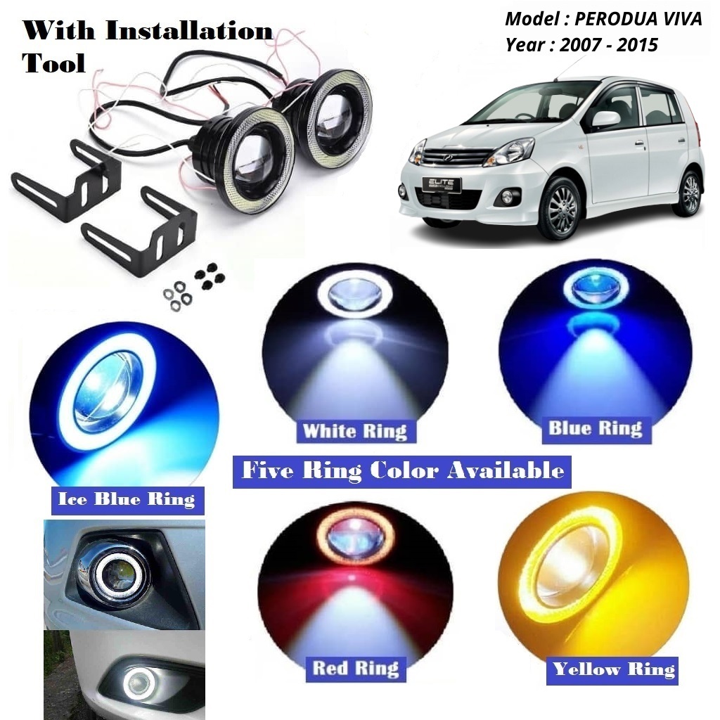 Perodua Viva Angel Eye Fog Lamp Led Light Halo Ring Spotlight COB ...