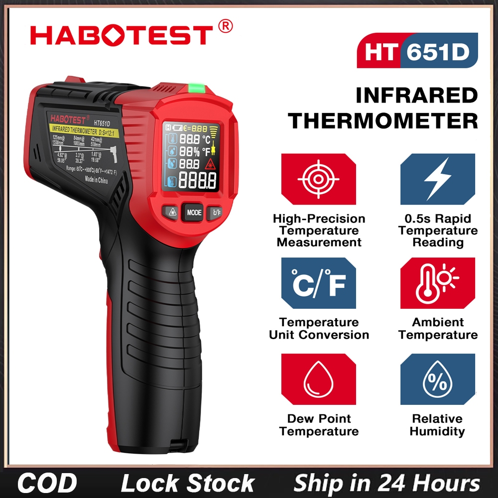 HABOTES📢THT651D temperature gun -50 ° C~800 ° C laser handheld ...