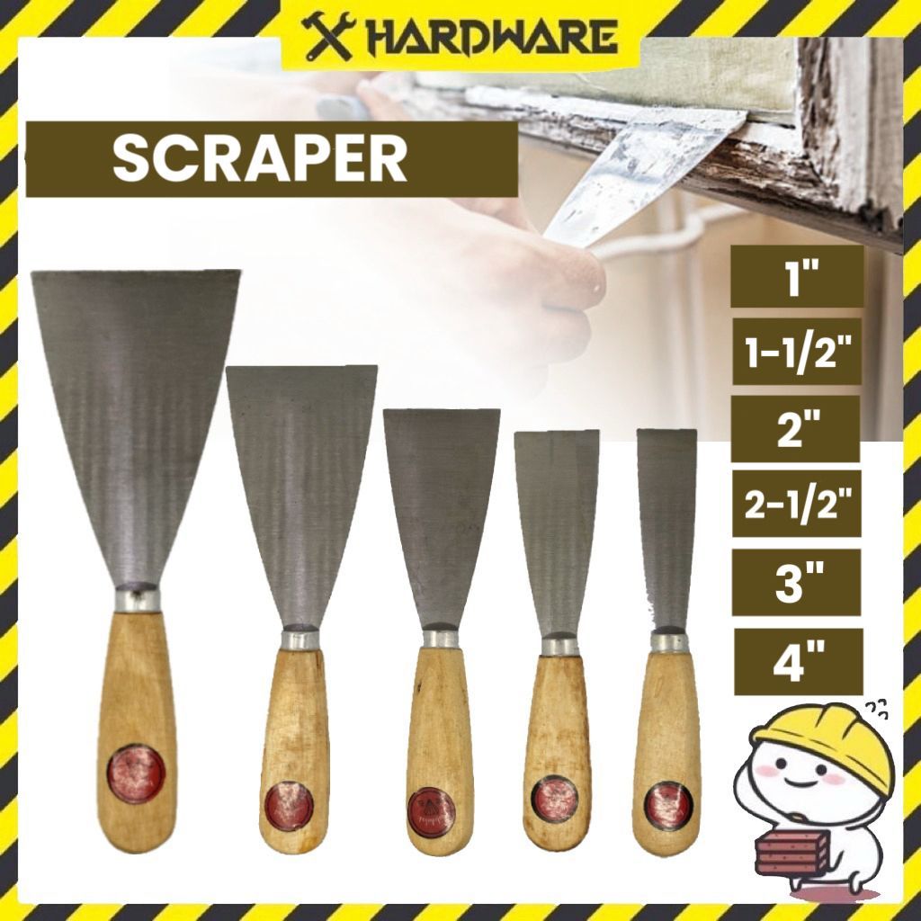 1"-4" WOOD HANDLE SCRAPER/PUTTY KNIFE/PENGIKIS CAT DINDING/PAINT ...