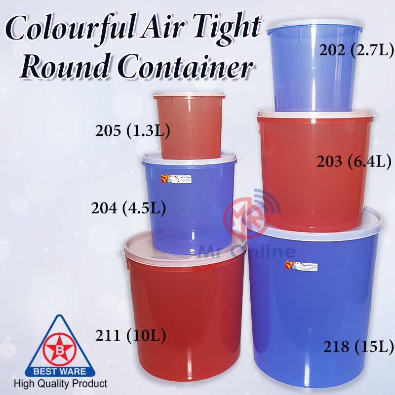 BESTWARE Colourful Air Tight Plastic Round Container /Multipurpose Food ...