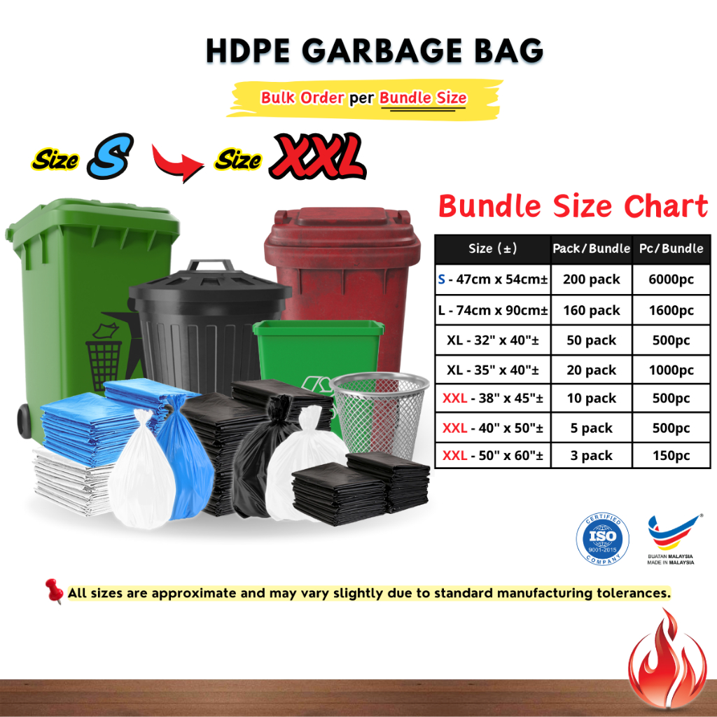 [Bulk Bundle] Garbage Plastic Bag S L XL XXL EXTRA Large | Heavy Duty ...