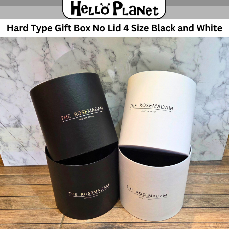 [READY STOCK] Black White Gold Open Top Gift Box 4 Sizes Rose Flower ...