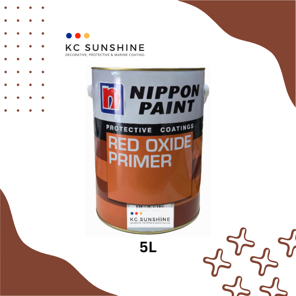 5L Nippon Red Oxide Primer | Antirust Paint Cat Anti Karat Besi | Cat ...