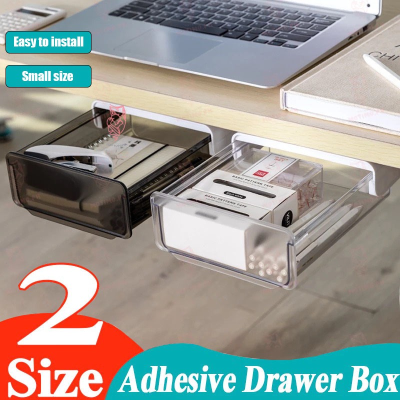 Under Table Desk Drawer Stationary Box Self-adhesive Under-drawer ...