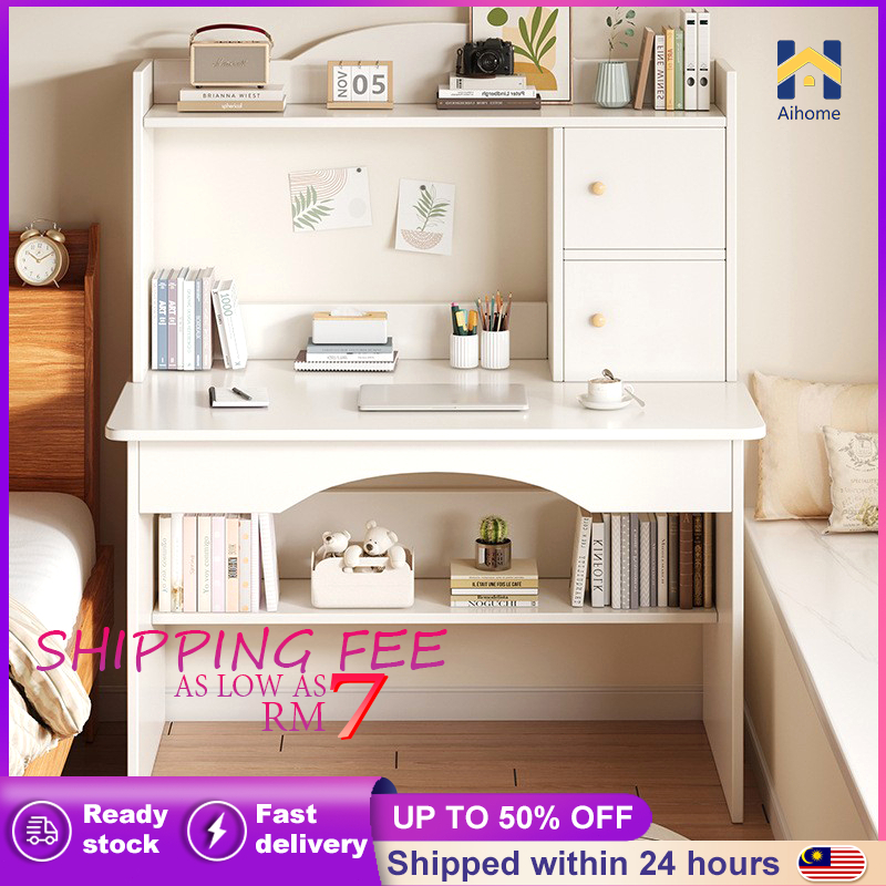 🔥Computer Table Meja belajar Student Study Desk With Book Shelf Table ...