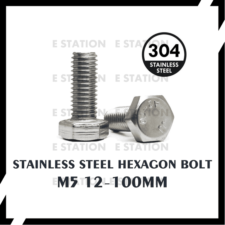 HEXAGON BOLT M5 304 STAINLESS STEEL HEXAGON BOLT 304不锈钢六角螺栓 | Shopee Malaysia