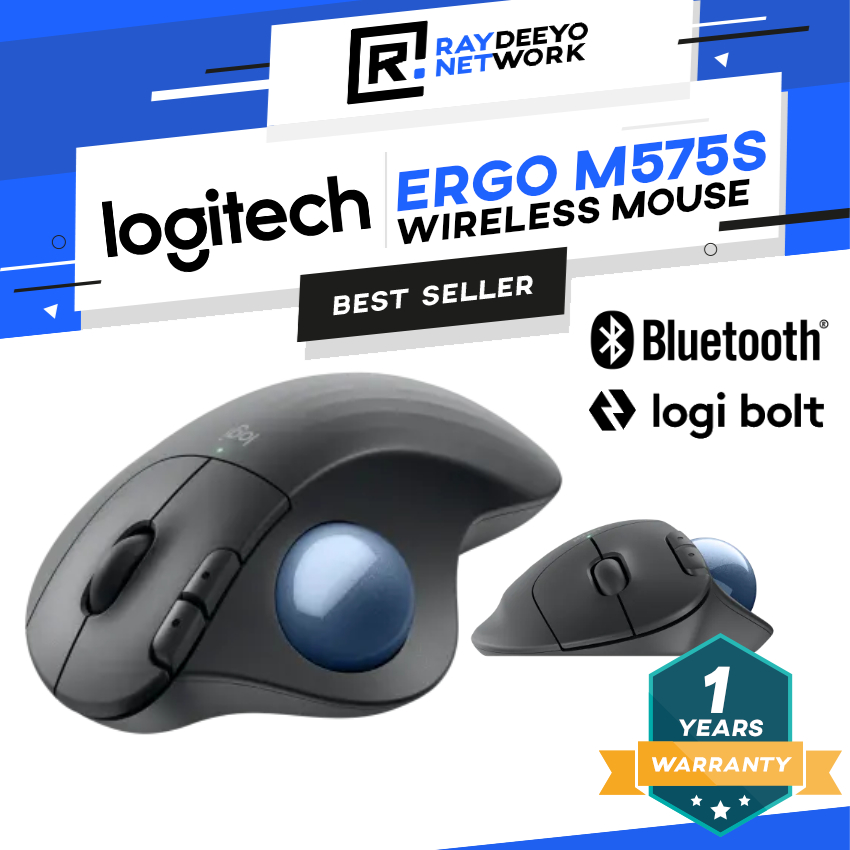 Logitech ERGO M575S Wireless Quiet Clicks Mouse with Trackball ...