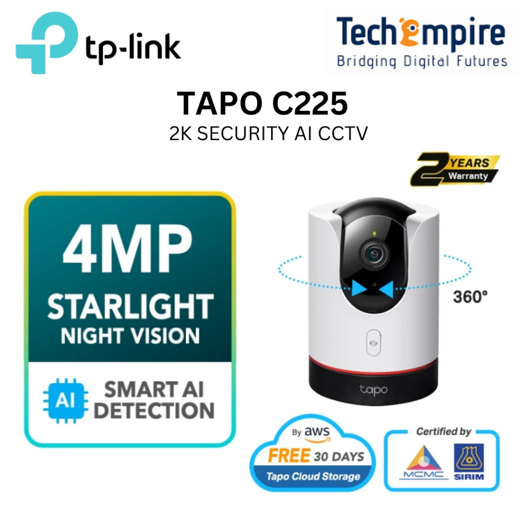 TP Link CCTV Tapo C225 Pan/Tilt AI Home Security Wi-Fi Camera | Shopee Malaysia