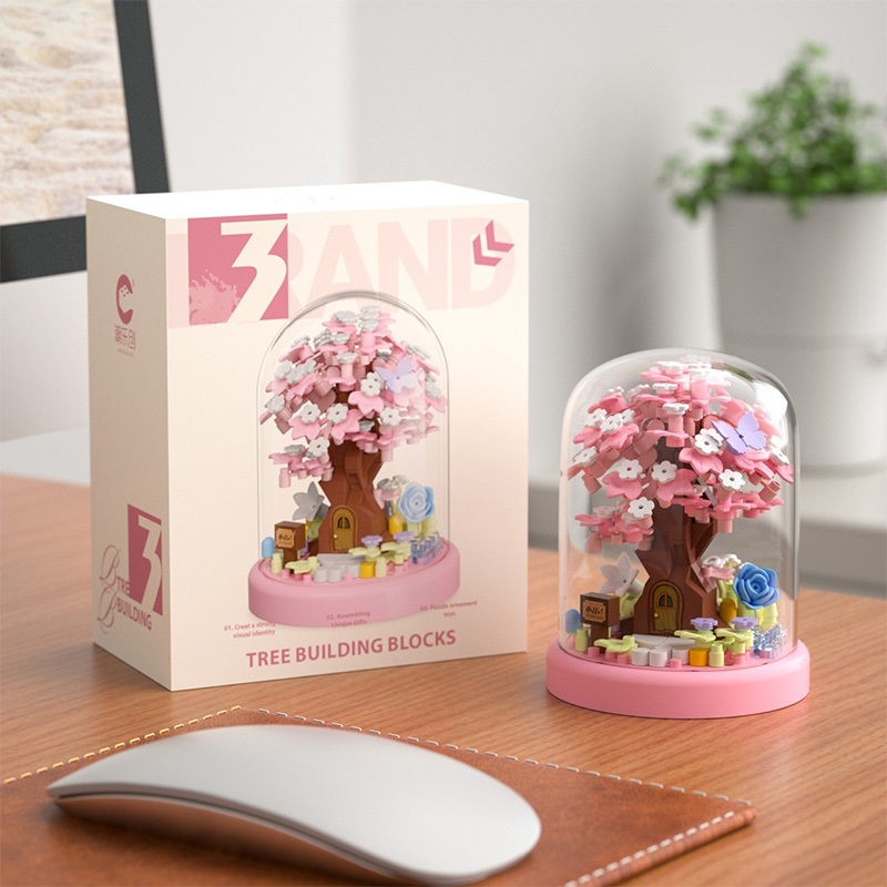 Sakura Tree Bricks with Clear Acrylic Cover DIY Building Blocks 3D ...