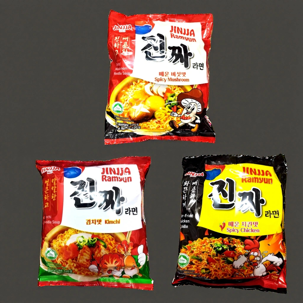 JINJA Ramyun Korean Instant Noodles – Kimchi & Spicy Chicken Flavor ...