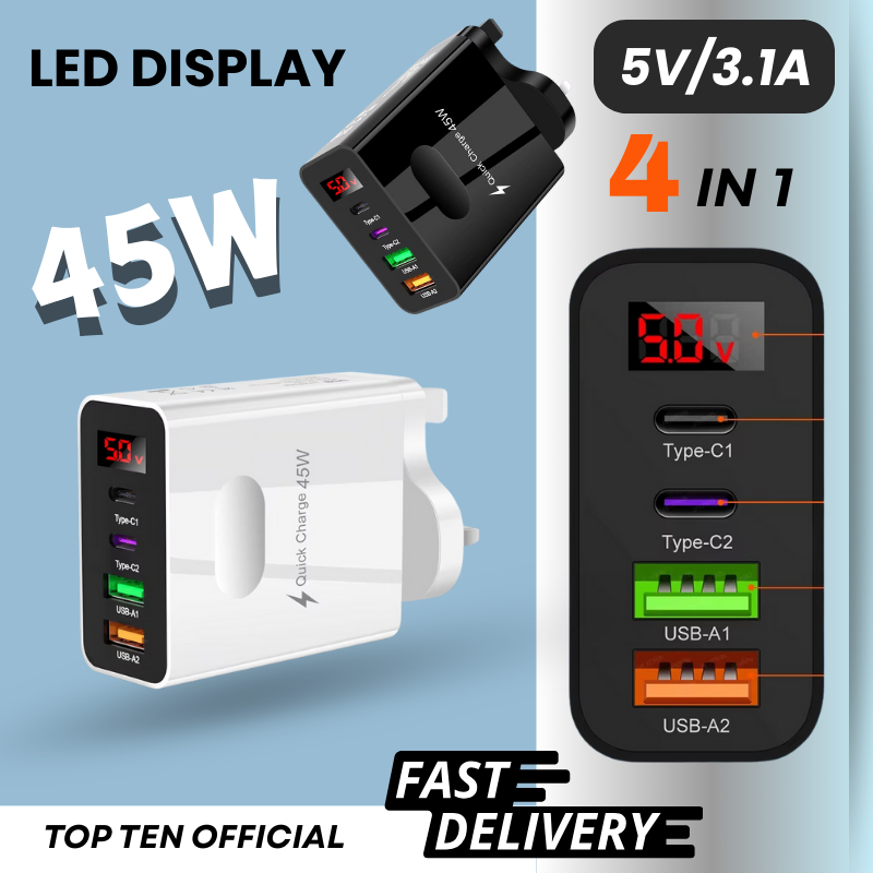 Charger Type C fast charging 45W 4 in 1 USB Charger fast charging ...